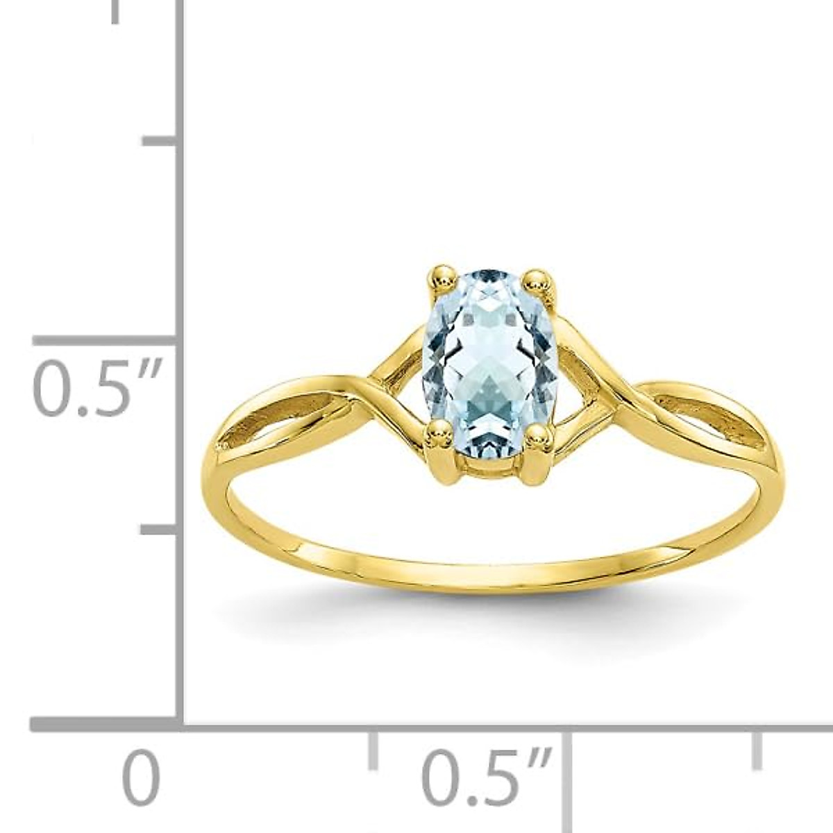 IceCarats 10K Yellow Gold Blue Aquamarine Ring Gemstone Band March Birthstone Jewelry Size 7.00