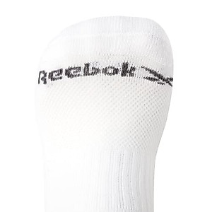 Reebok Mens' Breathable No-Show Low Cut Basic Cushion Socks (6 Pack), Size Shoe Size 6-12.5, Classic White