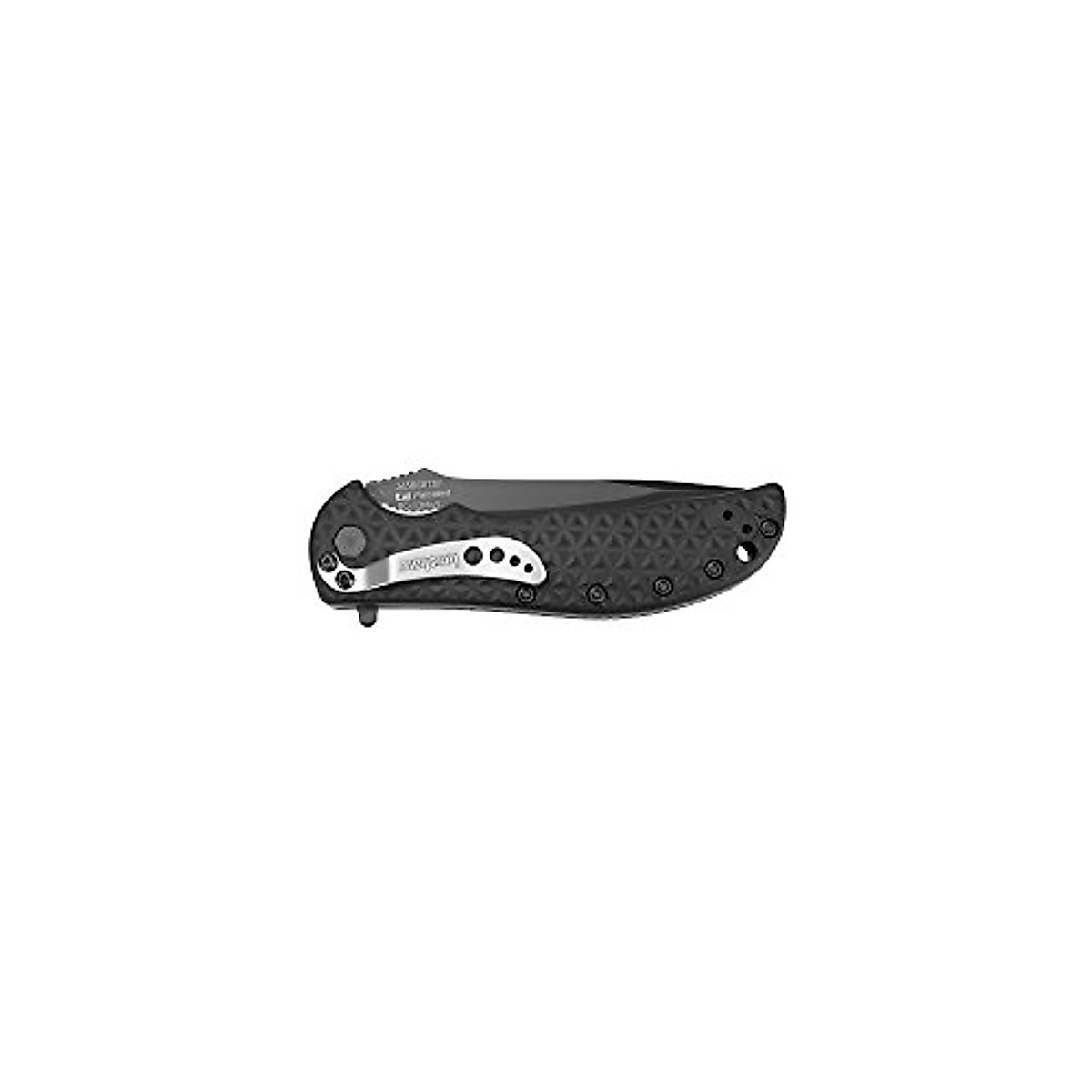 Kershaw Volt II Black Serrated Pocketknife, 3.25" 8Cr13MoV Steel Drop Point Blade, assisted opening Folding EDC, Liner Lock System