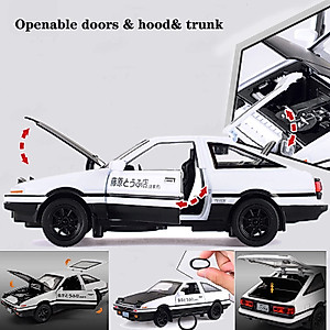 Mzexoma Initial D Toyota Trueno AE86 Alloy Diecast Car Model, Sports Car Toys for Kids and Adults,Pull Back Vehicles Toy Cars (Black-Type A)
