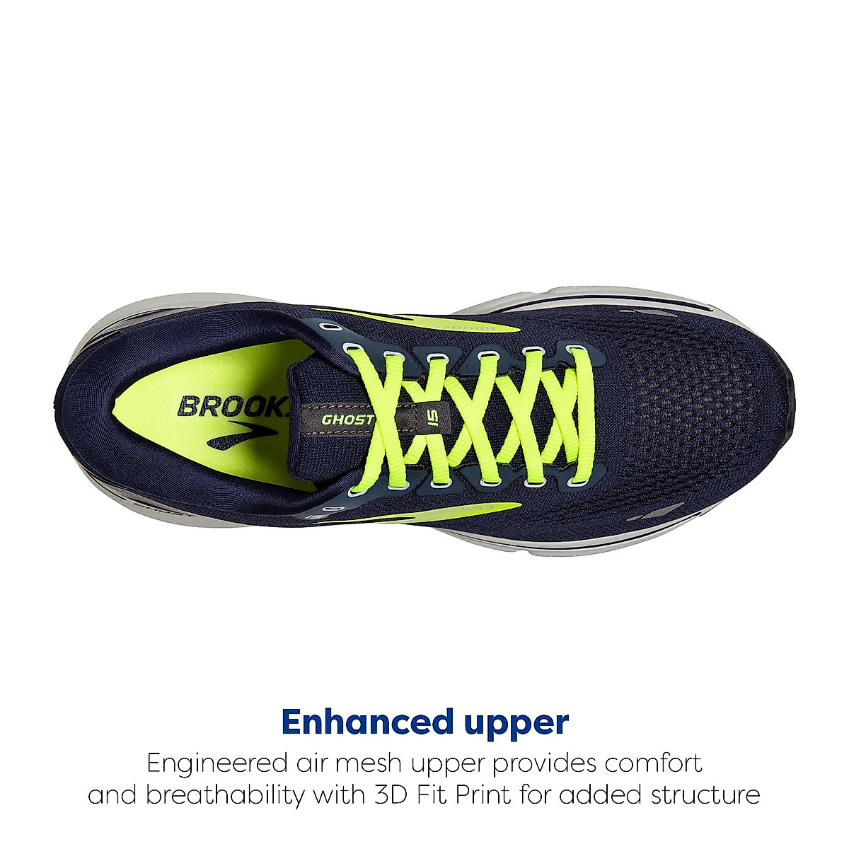 Brooks Men's Ghost 15 Neutral Running Shoe - Peacoat/Nightlife/Grey - 11 Medium