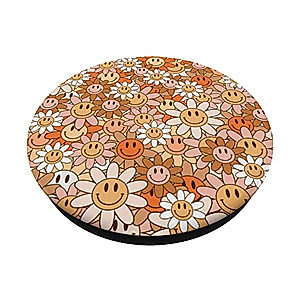 Yellow Smile Happy Face Daisy 70s Aesthetic Style & Fashion PopSockets Swappable PopGrip