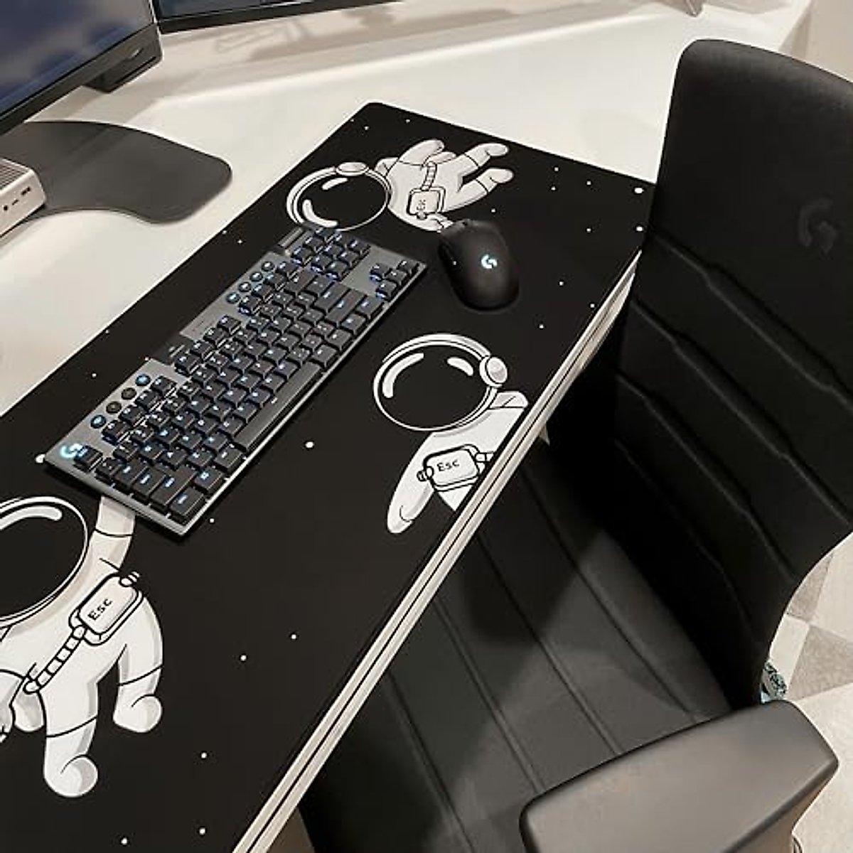 keycadets Gravity Gaming Mouse Pad, Large Desk Pad for Keyboard and Mouse, Non-Slip Mousepad Gaming Desk Mat with Foam Core, Anti-Fray Lock Stitching and Low Friction Cloth Surface (35.4” x 15.8”)
