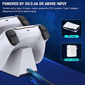 Controller Charging Station for PS5 Dualsense Controller, Controller Charger for PS5 with LED Indicator, Fast Charging Stand Dock for PS5 Controller, Charging Station for PlayStation 5 Controllers