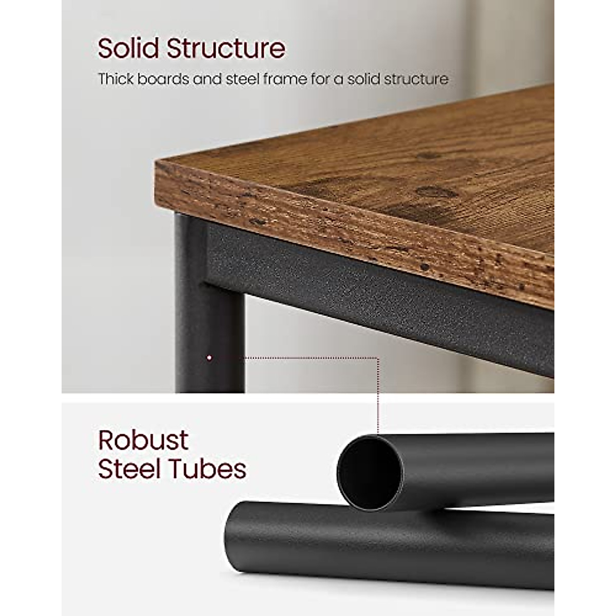 VASAGLE Side Table, Small End Table, Nightstand for Living Room, Bedroom, Office, Bathroom, Rustic Brown and Black ULET271B01, 5.7 " L X 11.8 " W X 19.7 " H