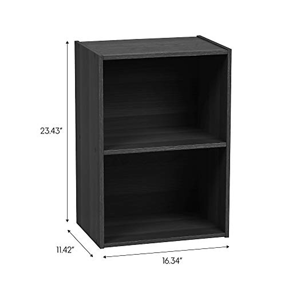 IRIS USA 2-Tier Wood Storage Shelf, Black