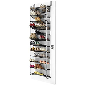 12-Tier Over The Door Shoe Rack, Metal, Gray