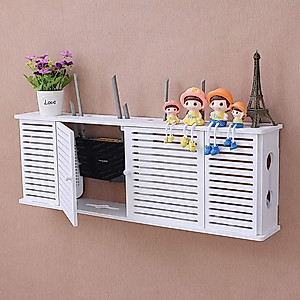 Good home Multifunctional Wall - Mounted Wireless Router Storage Box-Wall-Mounted WiFi Multimedia Set-top Box Shelf White Wall Decorative Shelf TV Cabinet DV Shielding Box