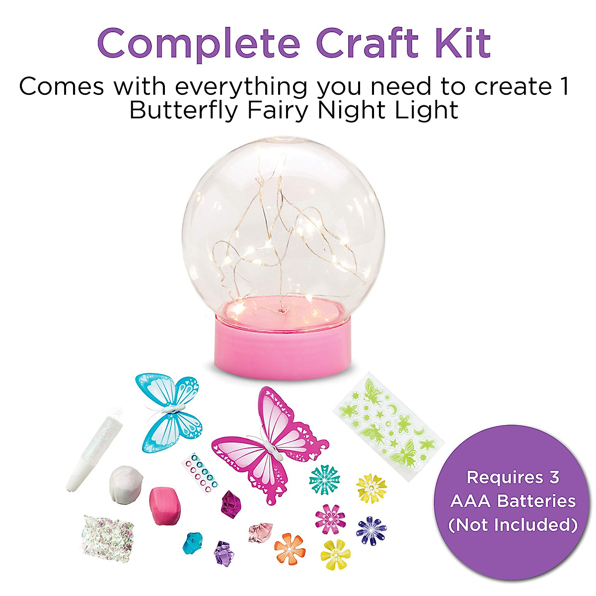 Creativity for Kids Butterfly Fairy Lights Craft Kit - Makes 1 Butterfly Night Light for Kids