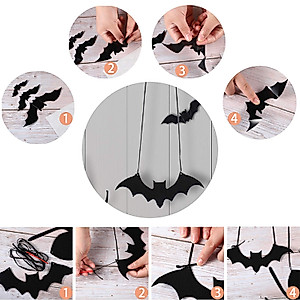 46 Pieces Halloween Bat Spider Decorations Hanging Bats and Spiders Wall Decals Window Stickers Halloween Party Supplies