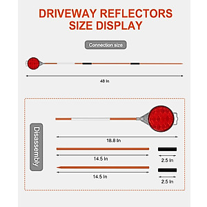 2-Way Reflective Driveway Markers,Plow Markers,Snow Plow Markers for Driveway 48 Inch Fiberglass Rod(Pack of 8)