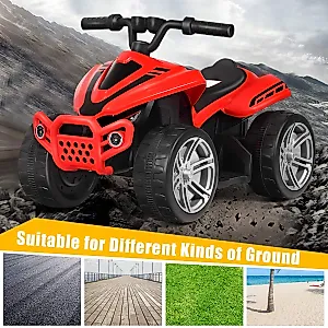 Costzon Kids ATV, 6V Battery Powered Electric Vehicle, 2 Speeds, Forward/Reverse Switch, Rear Wheeler Motorized Mini Toy Car, Ride on Car 4 Wheeler Quad for Boys & Girls Gift, Ride on ATV (Red)