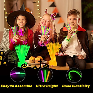 UURM 75 Halloween Glow Sticks for Halloween Party Favors with Connectors, Purple Orange Green Halloween Glow in the Dark Party Supplies, Halloween Goodie Bag Fillers (Purple+Green+Orange)