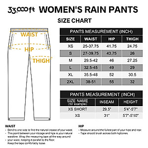 33,000ft Women's Rain Pants, Lightweight Waterproof Rain Over Pants, Windproof Hiking Pants for Outdoor, Fishing, Rainy Day … Grey