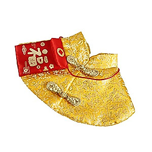 balacoo Pet Costume Dogs Cosplay Chinese Style Tang Dynasty Clothes Funny Cape Pets Dog Cat New Year Dress Up (Yellow Size S)