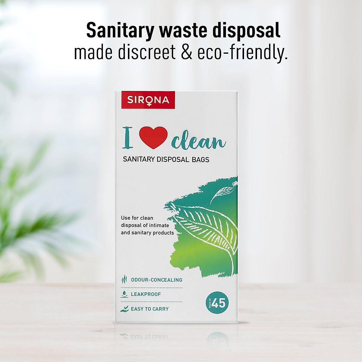 Sirona Sanitary Disposal Bags - 45 | Leakproof, Odor-Concealing Disposal for Tampons, Pads, Liners & More | Hygienic & Travel-Friendly (45 Pack)