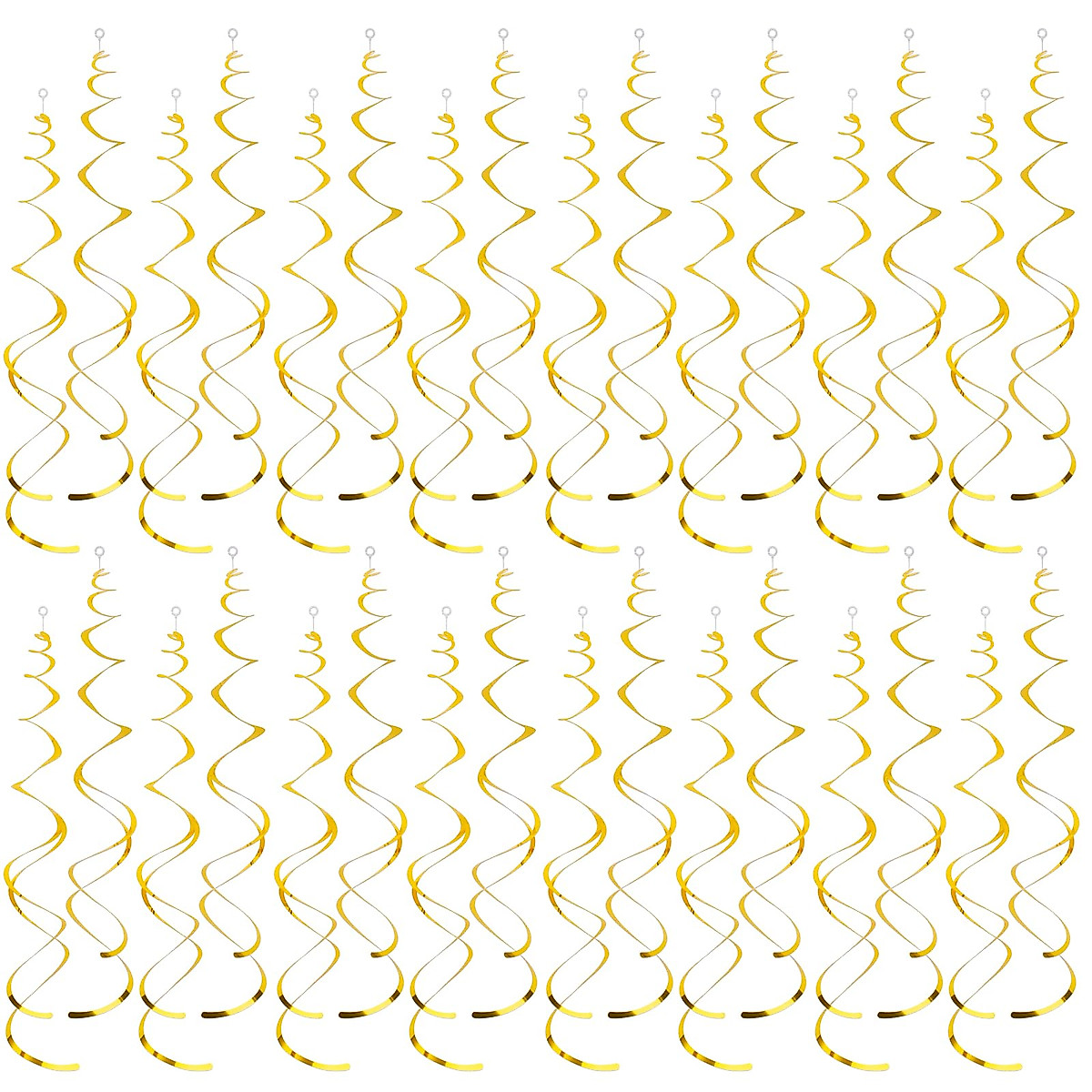 ORG 36 Pieces Party Ceiling Foil Swirl Decorations Hanging Plastic Streamer, Whirls Decorations for Wedding,Birthday,Graduation,Valenties Day,New Year,Baby Shower Party Decor (Gold)