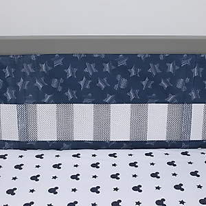 Disney Mickey Mouse Hello World Navy and White Stars Secure Me Crib Liner