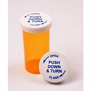 Pharmacy Vials Child Resistant Cap - Push Down and Turn - Amber - 13 dram - 12 pcs (Prescription Vial, Medicine Container, Pill Bottle) by AmexDrug