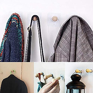 Creative-Idea 10 Pack Adhesive Hooks Wooden Hat Hooks Storage Wall Mounted Coat Hanging Hook Towel Keys Door Wardrobe Closet Kitchen Bathroom