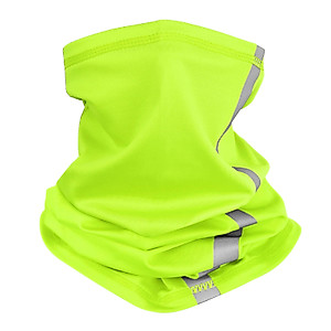 Muka Reflective Stripe Safety Neck Gaiter Face Neckerchief Bandana Scarves for Outdoor Activity Working-Green