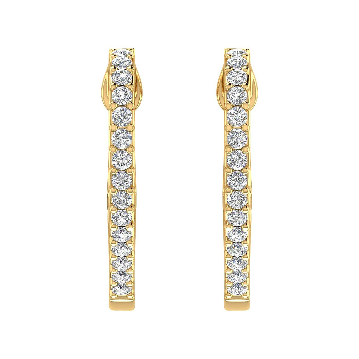 0.15 Carat Diamond Heart Shaped Hoop Earrings in 18K Yellow Gold over Sterling Silver