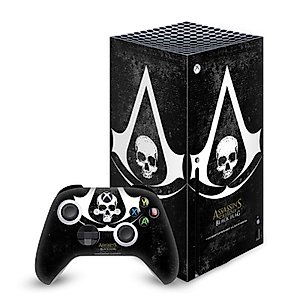 Head Case Designs Officially Licensed Assassin's Creed Grunge Black Flag Logos Vinyl Sticker Gaming Skin Decal Cover Compatible With Xbox Series X Console and Controller Bundle