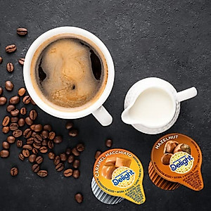 96 Count Single Serve Coffee Cream Creamer, 4 Flavor Varieties, Coffee Mate and International Delight Creamers Mixed Set, French Vanilla, Original, Hazelnut, and caramel macchiato (24 Piece/Flavor)