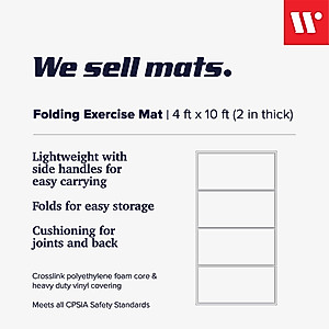 We Sell Mats 4 ft x 10 ft x 2 in Personal Fitness & Exercise Mat, Lightweight and Folds for Carrying, Purple