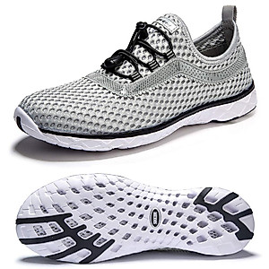SUOKENI Women's Quick Drying Slip On Water Shoes for Beach or Water Sports Ultralight Walking Shoes LightGray,Size:US 11/EU 42