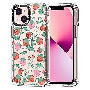 MOSNOVO Compatible with iPhone 13 Mini Case, Cute Strawberry Garden for Girl Women Men [ Buffertech™ Impact ] Transparent TPU Bumper Clear Phone Case Cover Designed for iPhone 13 Mini 5.4 Inch