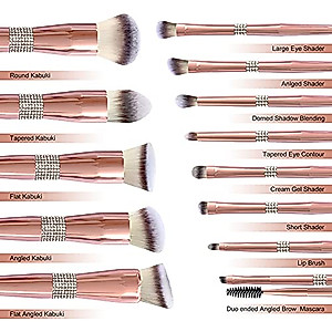 LORYP Makeup Brushes Set -13pcs Diamond Foundation Eye Shadows Eyeliner Brush Concealers Make Up Brush Set for Women