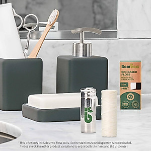 Vegan Refill Dental Floss | Refillable Tooth Floss | Candelilla Wax | Plastic Free Dental Tape | Zero Waste Floss | Eco Floss | Mint | 2 x 55 Yards | Bambaw