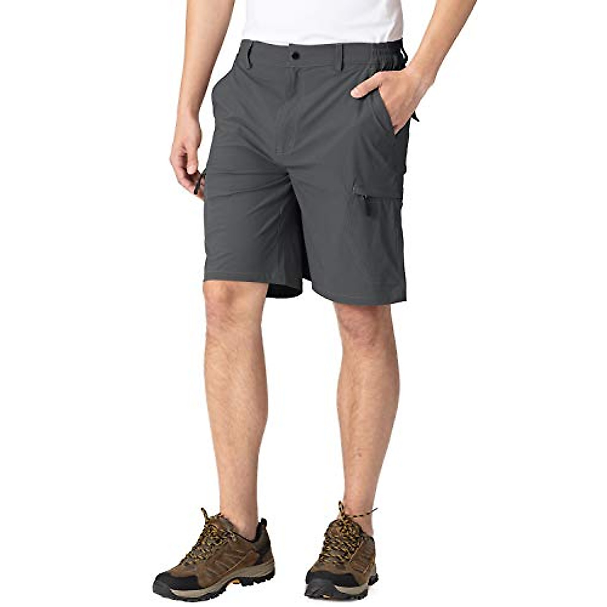 Rdruko Men's Quick Dry Hiking Cargo Shorts Lightweight Outdoor Fishing Travel Summer Shorts with 6 Zipper Pockets(Dark Grey, US 36)