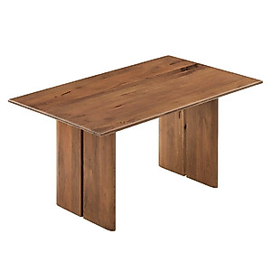 Modway Amistad 60" Solid Wood Modern Farmhouse Rectangular Dining Table in Walnut