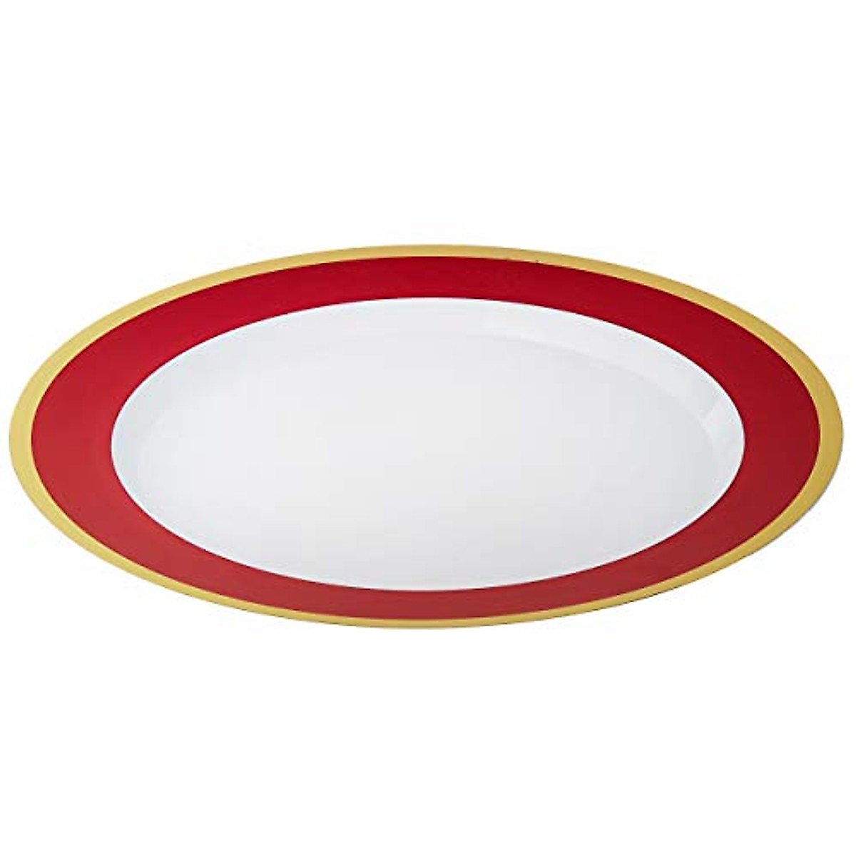 Amscan Premium Plastic Round Party-Plates, 7 1/2 inches, White with Red Border