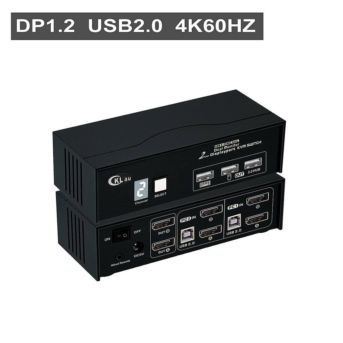 2 Port Displayport KVM Switch Dual Monitor 4K@60Hz 2K@144Hz with Cables, USB 2.0 Hub, Digital Display for 2 Computers 2 Monitors Sharing Keyboard Mouse Video