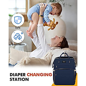 Xinsilu Diaper Bag Backpack for Boys & Girls Diaper Backpack Registry Search Newborn Blue