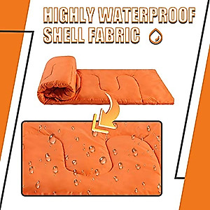 Sleeping Bags for Adults Women Backpacking Lightweight Waterproof- Summer Weather Sleeping Bag for Girls Warm Camping Hiking Outdoor Travel Hunting with Compression Bag(Orange)