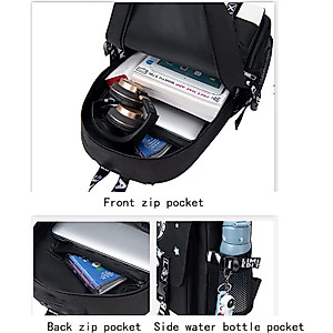 Stylish Computer Backpack with USB Port Business Work for Men/Women Cartoon astronaut Glow at nightPattern (Astronaut Black 1)…