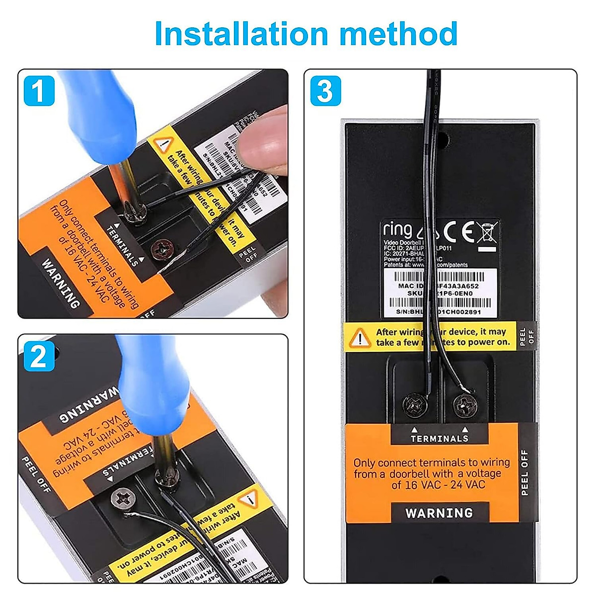 solsinsy 24V500mA Doorbell Power Adapter, 24V Transformer for Ring Doorbell,Video Doorbell,Nest, Ecobee, Sensi and Honeywell Thermostats, 24 Volt 500mA C-Wired AC Plug in Cord 16.5FT