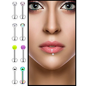 SCERRING 16g Lip Rings Labret Monroe Lip Rings Nail Tragus Helix Cartilage Earrings Studs Ring Medusa Piercing Jewelry Retainer 10mm 48PCS