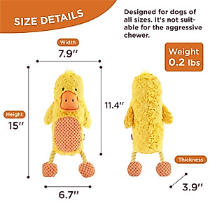 Lesure Plush Squeaky Dog Toys - Indestructible Stuffed Dog Toys for Aggressive Chewers with Tough Rope and Crinkle Paper for Puppies, Small Medium Large Pets, Duck, 1 Pack