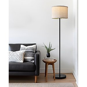 Oneach 61" Farmhouse Industrial Floor Lamp for Living Room Standing Floor Lamp Rustic Floor Lamps for Living Room Bedroom Tall Lamps with Rotary Switch for Bedroom with Natural Linen Lamp Shade