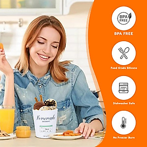 DIKENLAND Ice Cream Containers for Homemade, 4 Pack Ice Cream Containers Set 1 Quart Each, Reusable Ice Cream Storage Containers for Freezer with Silicone Lids, Stickers and Scoop