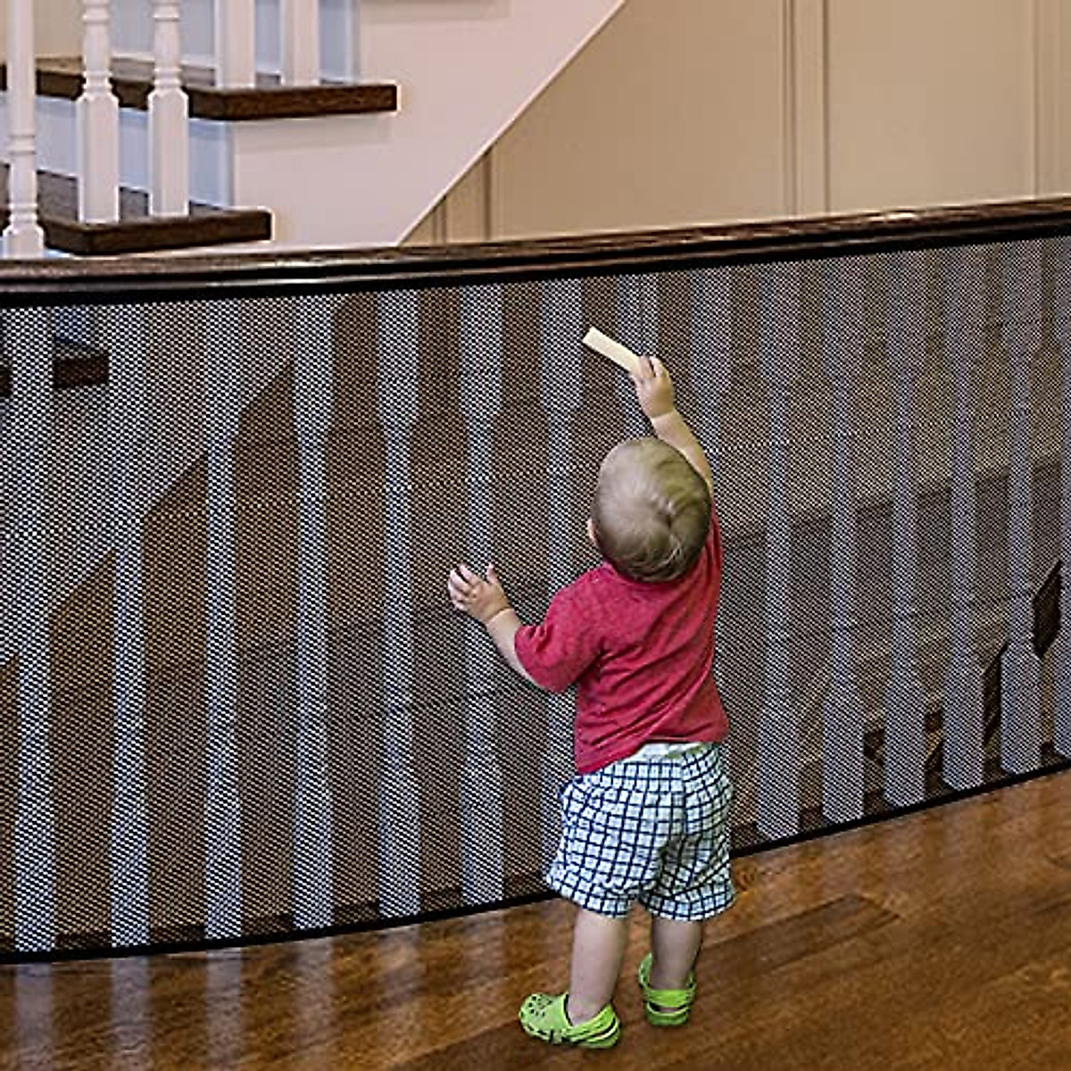 Stairway Net, Baby Gate for Stairs with No Drilling, Baby Safety Stairs Rail Net, 18 ft L x 2.66 ft H, Baby Safety Net Balcony Banister Stair Net for Child, Small pet,Toy- Indoor & Outdoor(Black) 22