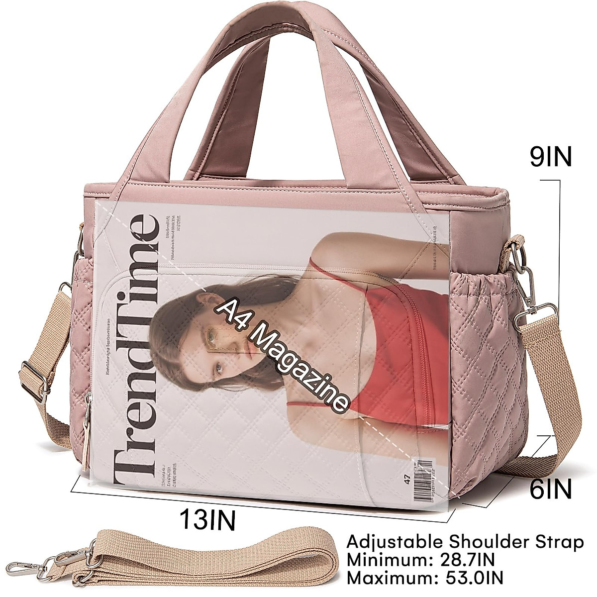 Artelaris Lunch Bag for Women, Insulated Lunch Box for Work, Large Leakproof Cooler with Side Pockets and Removable Shoulder Strap Women's Lunch Bag, Picnic School Beach Cute Lunch Bags