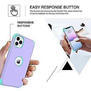 BENTOBEN iPhone 11 Pro Case, Phone Case iPhone 11 Pro, Heavy Duty 2 in 1 Full Body Rugged Shockproof Protection Hybrid Hard PC Bumper Drop Protective Girl Women Boy Men iPhone 11Pro Cover, Purple/Mint
