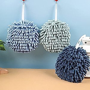 4 Pack Chenille Hand Towels Bathroom Quick Dry Hand Bath Towel with Hanging Loops Microfiber Absorbent Hand Drying Puff for Kitchen Bathroom