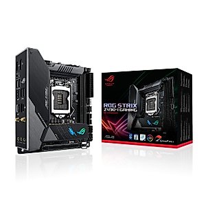 ASUS ROG Strix Z490-I Gaming Z490 (WiFi 6) LGA 1200 (Intel® 10th Gen) Mini-ITX Gaming Motherboard 8+2 Power Stages, DDR4 4800, Intel® 2.5 Gb Ethernet, USB 3.2 Front Panel Type-C, HDMI 2.0a, Aura Sync